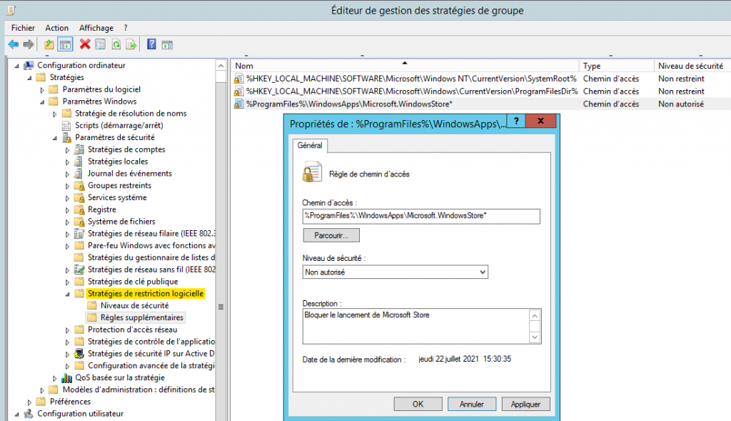 GPO - Stratégies de Restriction Logicielle - SRP - PC2S - Bubu