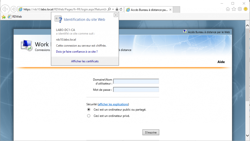 RDS - Publier Programmes RemoteApp - Certificat HTTPS Work Resources ...